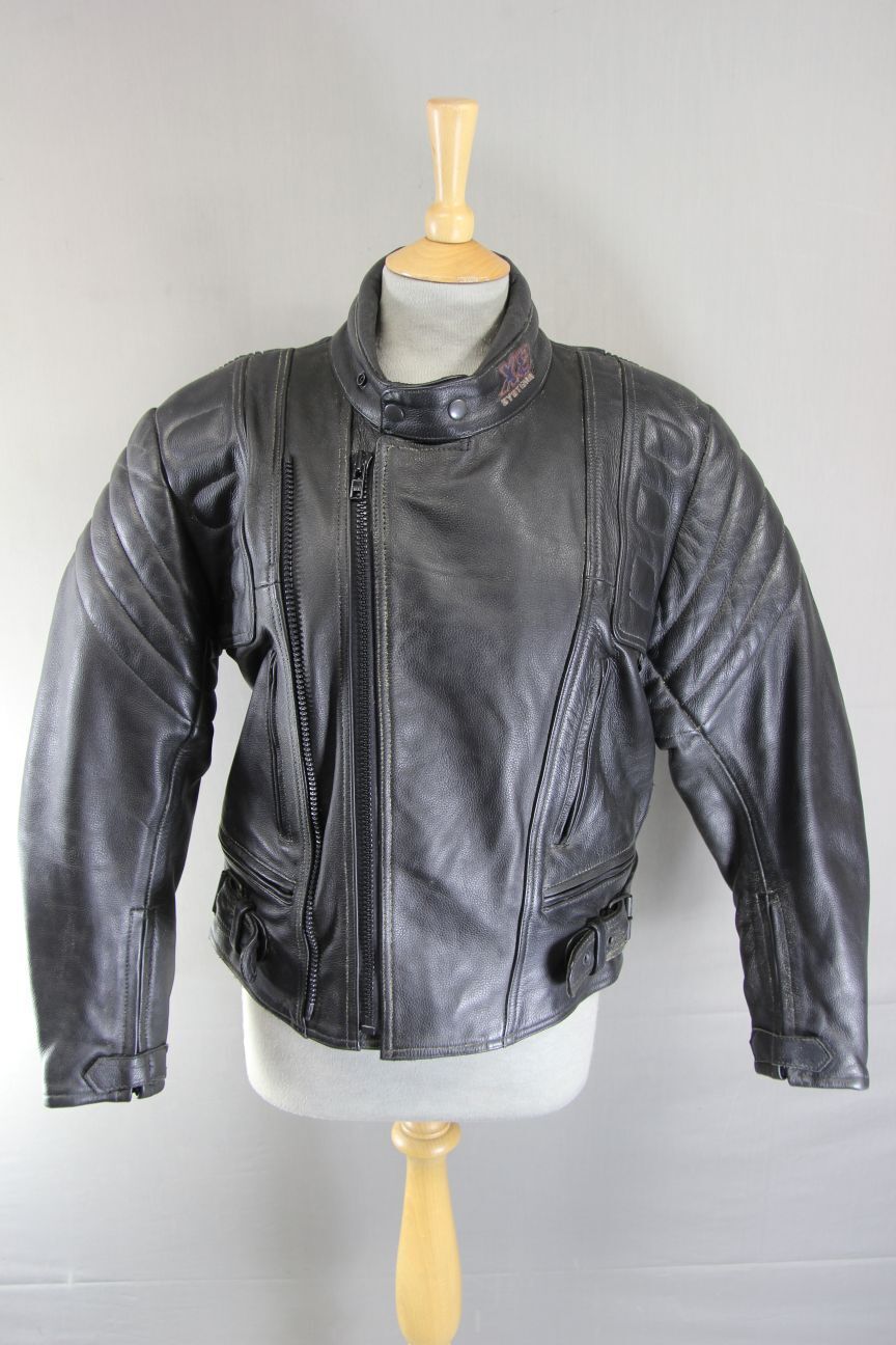X8 SYSTEMS CLASSIC BLACK LEATHER BIKER JACKET 36 INCH – ELITEVINTAGE